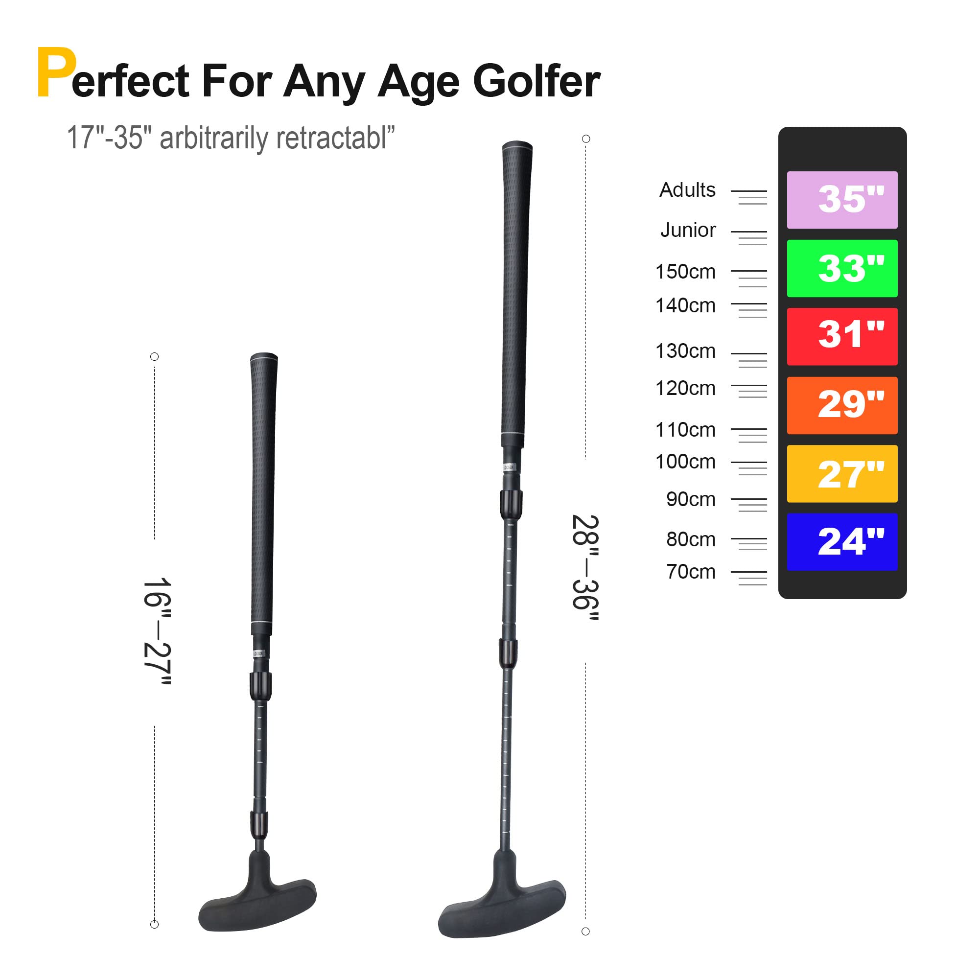 ToVii Golf Putter Nitrile Rubber Top for Left & Right Handed, Adjustable & Sturdy Aluminum Alloy Shaft for All Golfers, Golf Training Equipment for Putting Green/Outdoor Games/Yard Games - Black