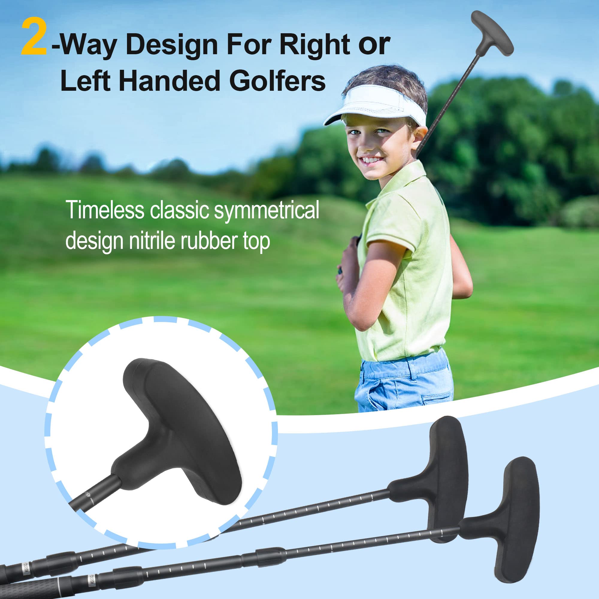 ToVii Golf Putter Nitrile Rubber Top for Left & Right Handed, Adjustable & Sturdy Aluminum Alloy Shaft for All Golfers, Golf Training Equipment for Putting Green/Outdoor Games/Yard Games - Black