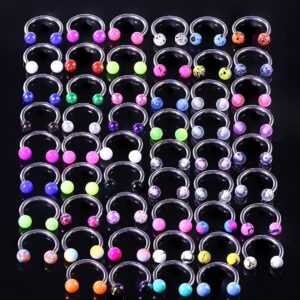 Vsnnsns 16G Surgical Steel Horseshoe Nose Septum Rings Piercing Jewelry Cartilage Helix Tragus Earring Studs Hoop Lip Horseshoe Ring Piercing Jewelry Retainer for Women Men 8mm 52pcs