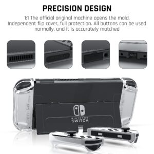 FUNDIARY Dockable Clear Case for Nintendo Switch OLED Model 2021 Skin, Accessories Cover for Switch OLED Console & Joycon - Full Protection by Flip Shell