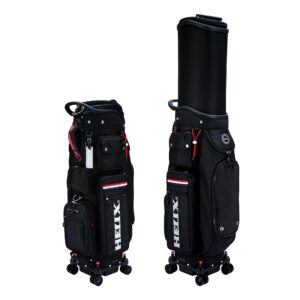 helix golf cart bag, retractable golf club bag with universal wheels and latest integrated handgrip. (navy black)