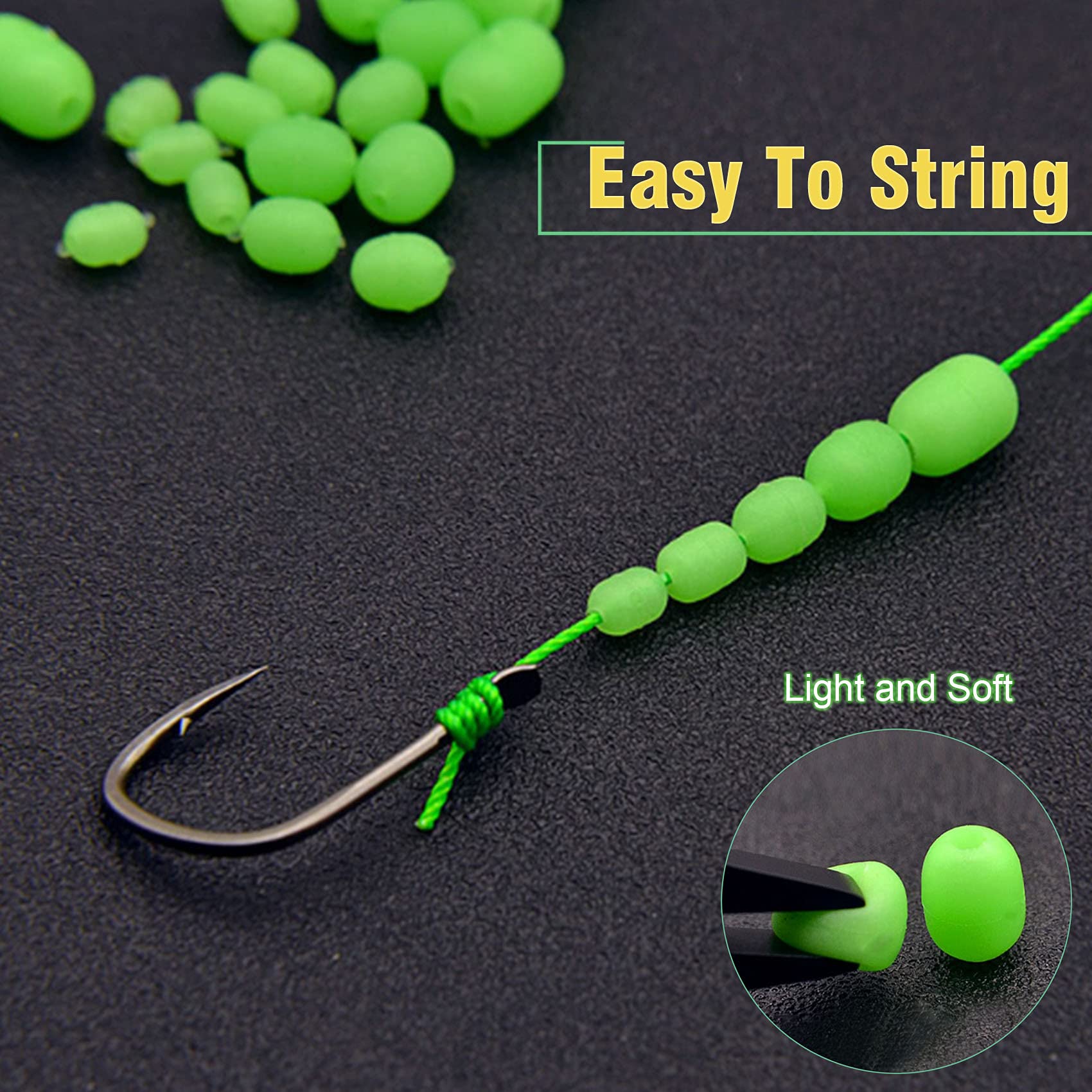 BLUERICE 100pcs Luminous Fishing Beads, Soft Plastic Fishing Bait Eggs Fishing Tackle Tools Fishing Luminous Balls for Saltwater Freshwater