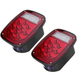 limicar rv tail lights, 39 led trailer lights, red/white dual colors stop tail turn signal backup reverse rv brake lights for jeep yj tj jk cj trailer truck caravan