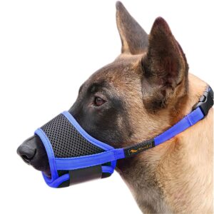 heele dog muzzle nylon soft muzzle anti-biting barking secure,mesh breathable pets muzzle for small medium large dogs 4 colors 4 sizes (m, blue)