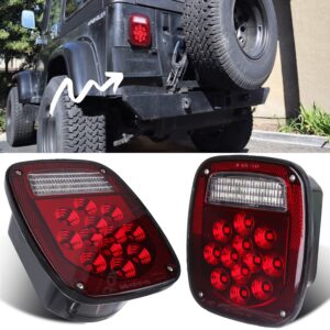 LIMICAR RV Tail Lights, 39 LED Trailer Lights, Red/White Dual Colors Stop Tail Turn Signal Backup Reverse RV Brake Lights for Jeep YJ TJ JK CJ Trailer Truck Caravan