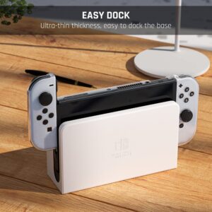 FUNDIARY Dockable Clear Case for Nintendo Switch OLED Model 2021 Skin, Accessories Cover for Switch OLED Console & Joycon - Full Protection by Flip Shell