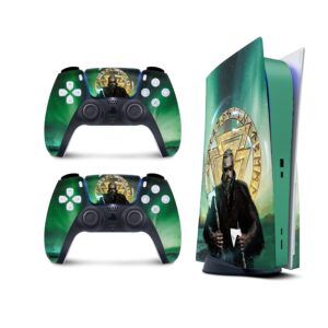 tacky design ps5 vikings skin for playstation 5 console and 2 controllers,green skin vinyl 3m decal stickers full wrap cover (disk edition)