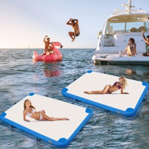 GZKYYLEGS Inflatable Lake Float for Adult, 10 ft x 6 ft Four Person Swim Deck with None-Slip Surface, Swimming Water Platform, Floating Island - Dock - Raft for Pool & Beach, Lake, River Fun