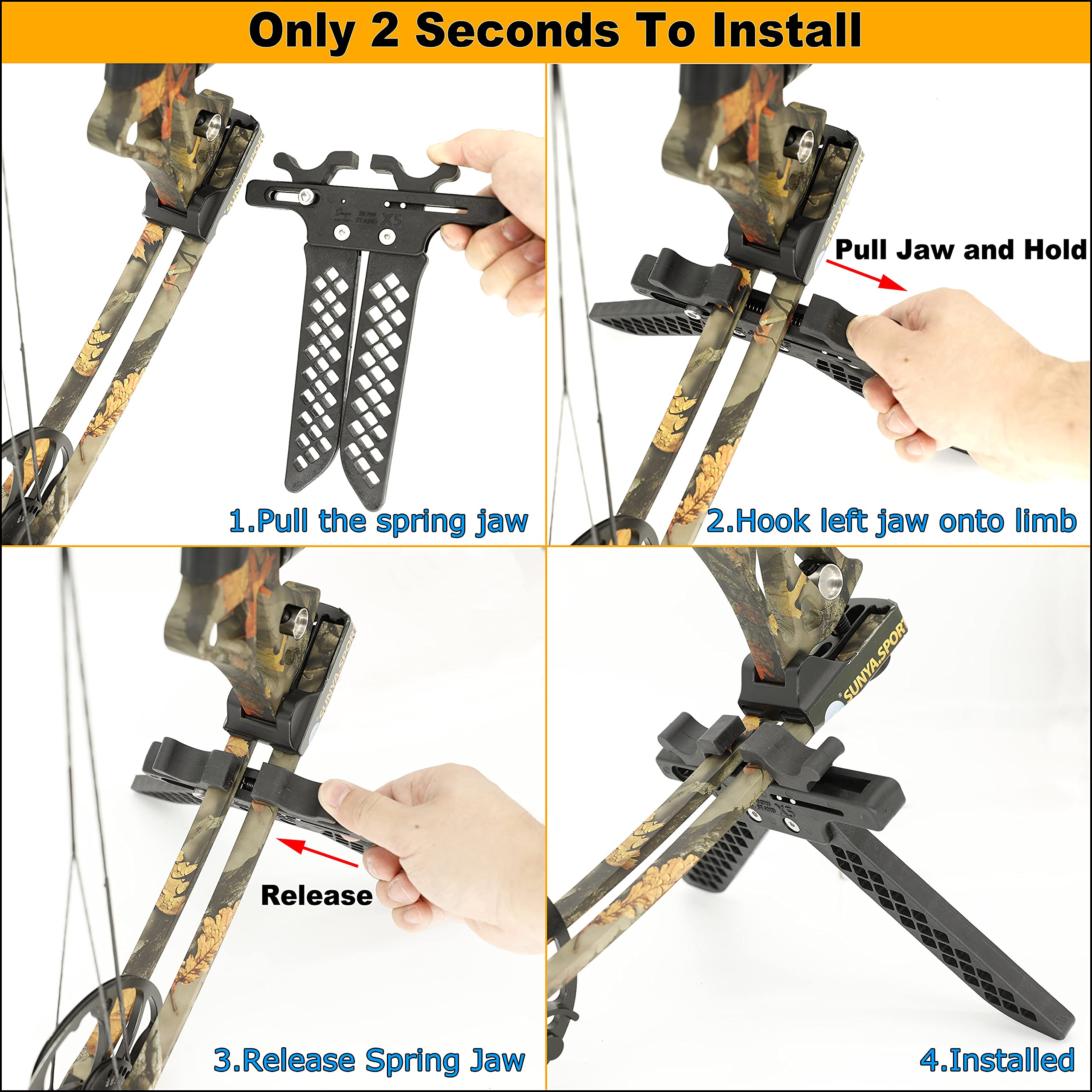 SUNYA Archery Compound Bow Stand with Flexible Clamping Jaws System