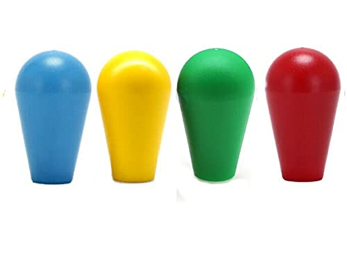 Set of 4 Solid Joystick Bat Tops Oval Ball Top Handles for Arcade1up 4 Player Arcade Mod (Blue/Yellow/Green/Red)