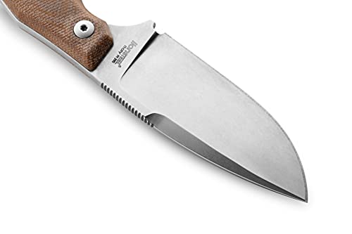 LionSTEEL H2 Karambit Style Fixed Blade EDC Hunting Hiking and Outdoor Knife, G10 and Micarta Handles, M390 Super Steel, Leather Sheath Included, Natural Micarta