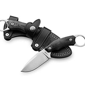 LionSTEEL H2 Karambit Style Fixed Blade EDC Hunting Hiking and Outdoor Knife, G10 and Micarta Handles, M390 Super Steel, Leather Sheath Included, Black G10