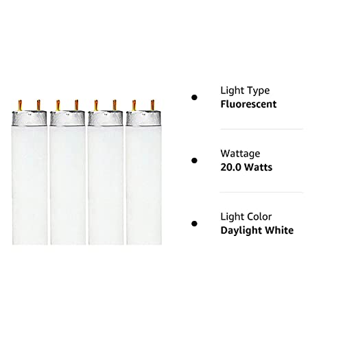 GE Lighting (Pack of 4) Fluorescent F20T12 Daylight, 24 inch, 20 watt T12, Fluorescent Light Bulb