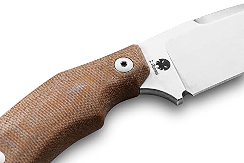 LionSTEEL H2 Karambit Style Fixed Blade EDC Hunting Hiking and Outdoor Knife, G10 and Micarta Handles, M390 Super Steel, Leather Sheath Included, Natural Micarta