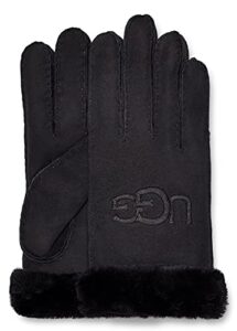 ugg women's sheepskin embroidered glove, black, size medium