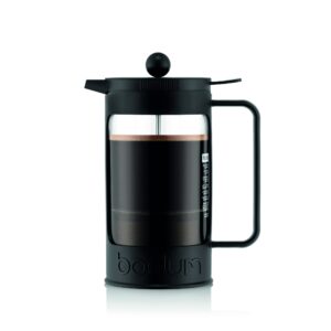 bodum bean french press coffee maker with coffee grind catcher, 34 ounce, black