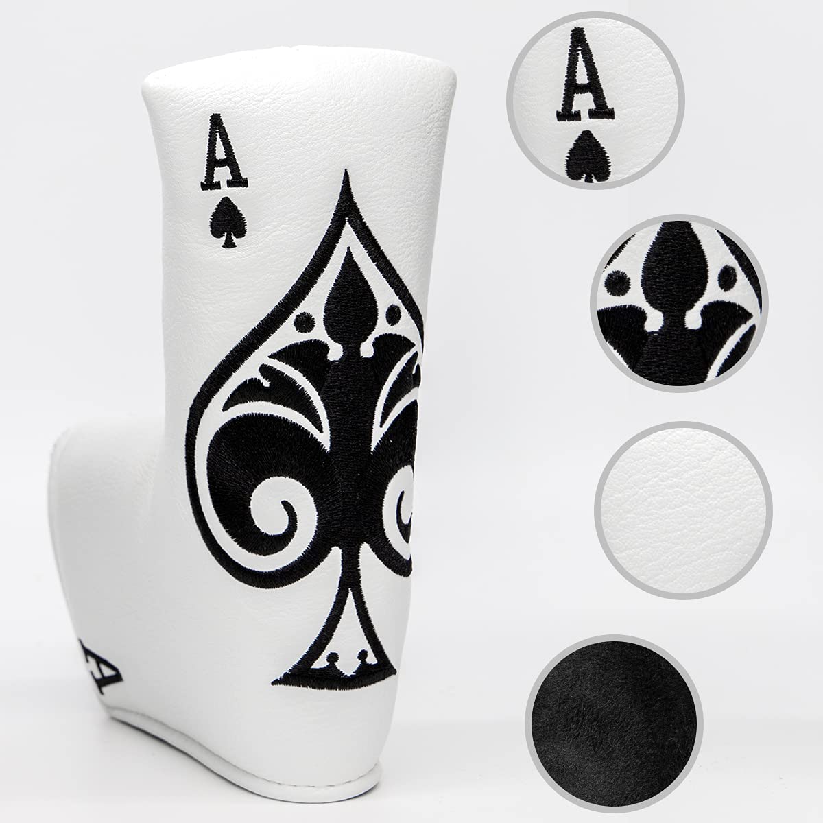 Poker Ace Blade Putter Cover Magnetic Putter Headcover Head Cover for Blade Putters - Golf Putter Cover White for Men fits Scotty Cameron Ping Putters