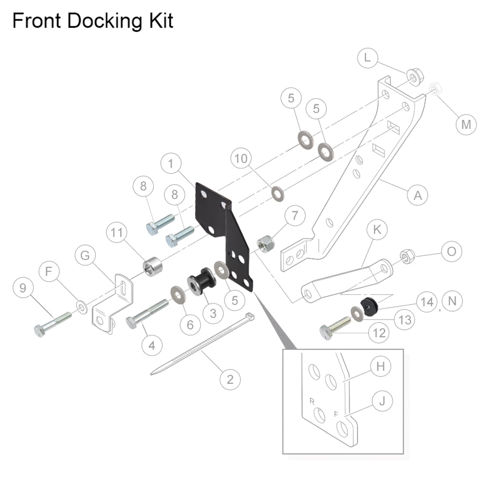 Benlari Detachable Front Docking Hardware Kit Compatible for Harley Davidson Touring 1997-2008 Road King Electra Glide Street Glide Road Glide Replace 53803-06