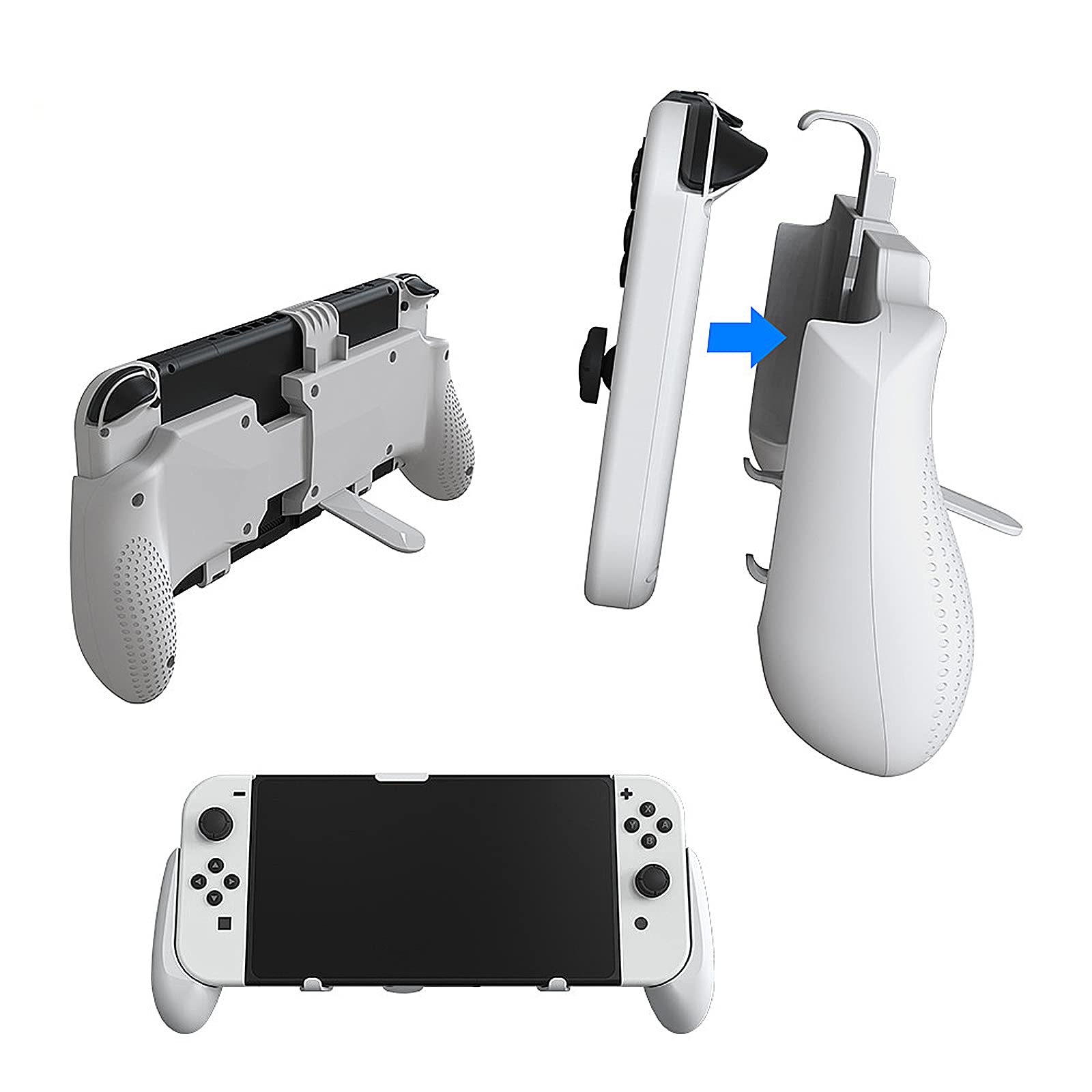 Switch Grip, Ergonomic Switch OLED Grip with Stand and Game Slots, Comfortable and Sturdy Handheld Grip Compatible with Switch and Switch OLED - Black