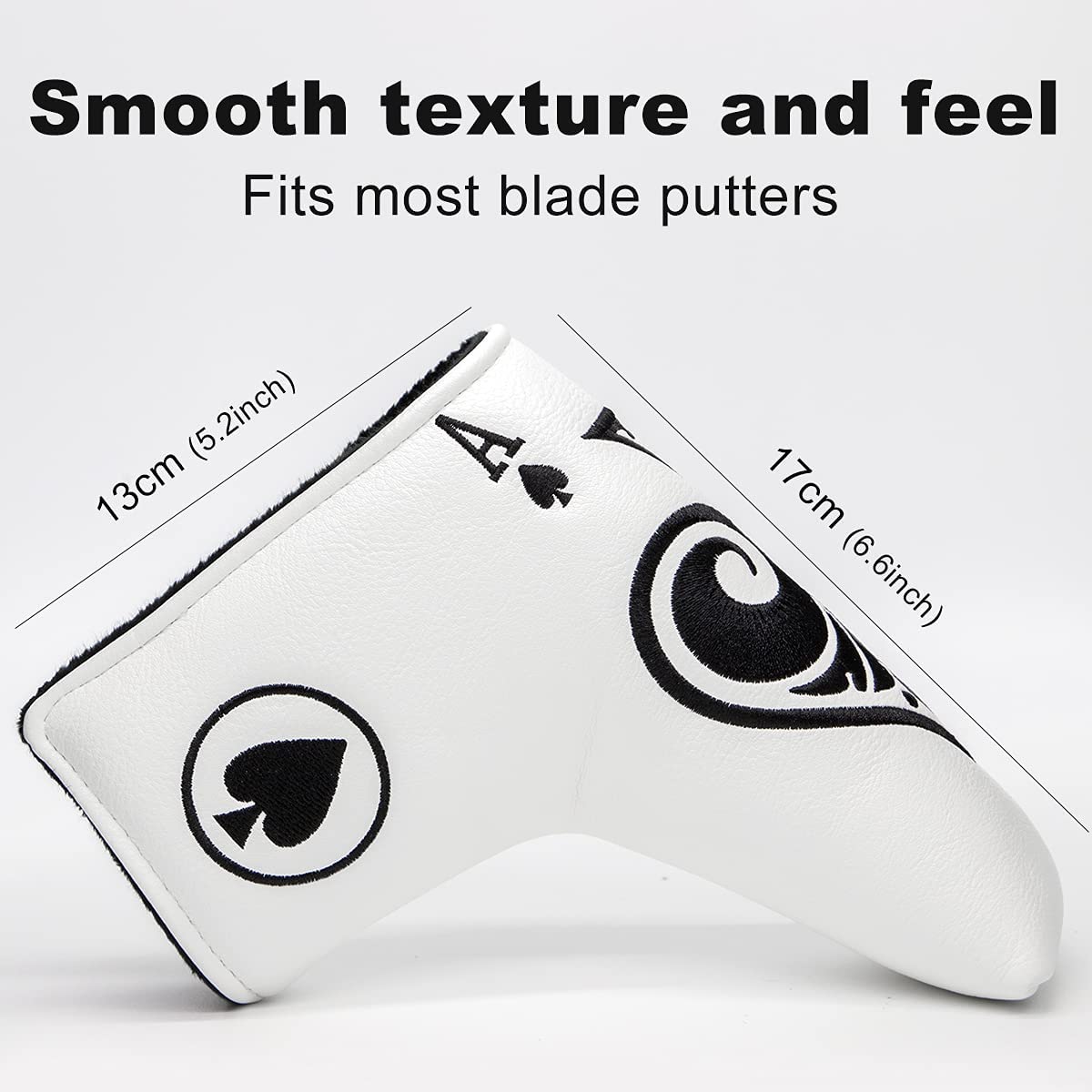 Poker Ace Blade Putter Cover Magnetic Putter Headcover Head Cover for Blade Putters - Golf Putter Cover White for Men fits Scotty Cameron Ping Putters