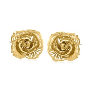 ross-simons italian 14kt yellow gold rose earrings