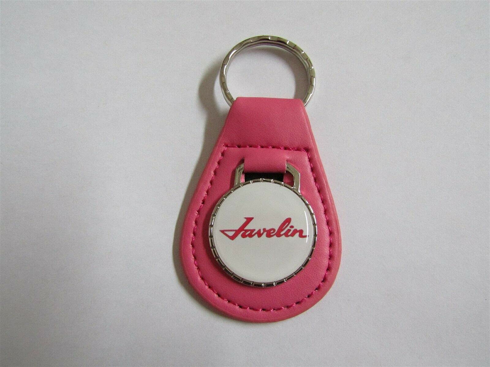 JAVELIN SCRIPT EMBLEM LOGO LEATHER KEYCHAIN - MAGENTA