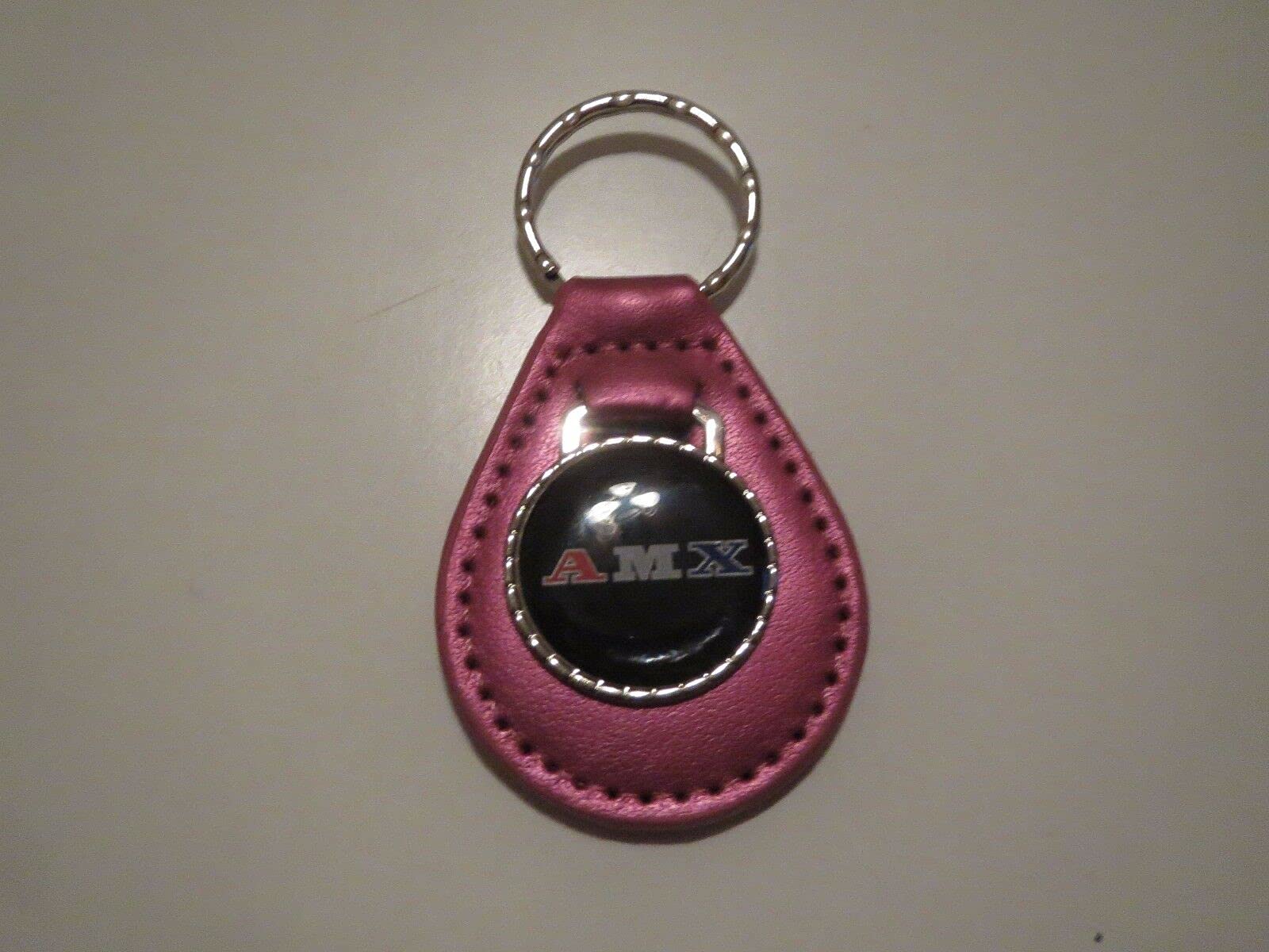 AMX A-M-X EMBLEM LOGO LEATHER KEYCHAIN - MAGENTA