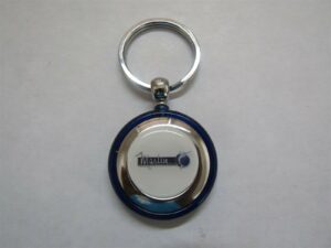 1965 1966 1967 marlin vintage logo round plastic keychain - blue