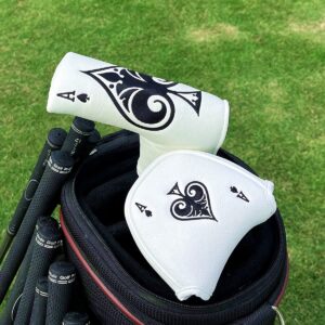 Poker Ace Blade Putter Cover Magnetic Putter Headcover Head Cover for Blade Putters - Golf Putter Cover White for Men fits Scotty Cameron Ping Putters