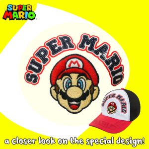 Nintendo Super Mario Men's Baseball Cap Hat - Adjustable Snap Closure - 100% Cotton Red-Black Adult Size