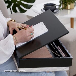 Lap Desk - Pinstripes. 3 Adjustable Angles, Magnetized Storage Lid, Soft Pillow Bottom, Solid Wood Top. Small and Large Interior Compartments Fit Accessories and Planners by Erin Condren.