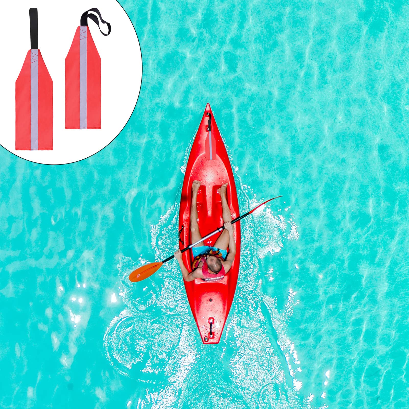 Emsiok 2 PCS Safety Travel Flag for Kayak Canoe Safety Flag Kayak Trailer Flag Kayak Travel Flag Kayak Accessories Safety Flag Reflective Kayak Warning Flag Red Safety Flag for Kayak Sup Towing