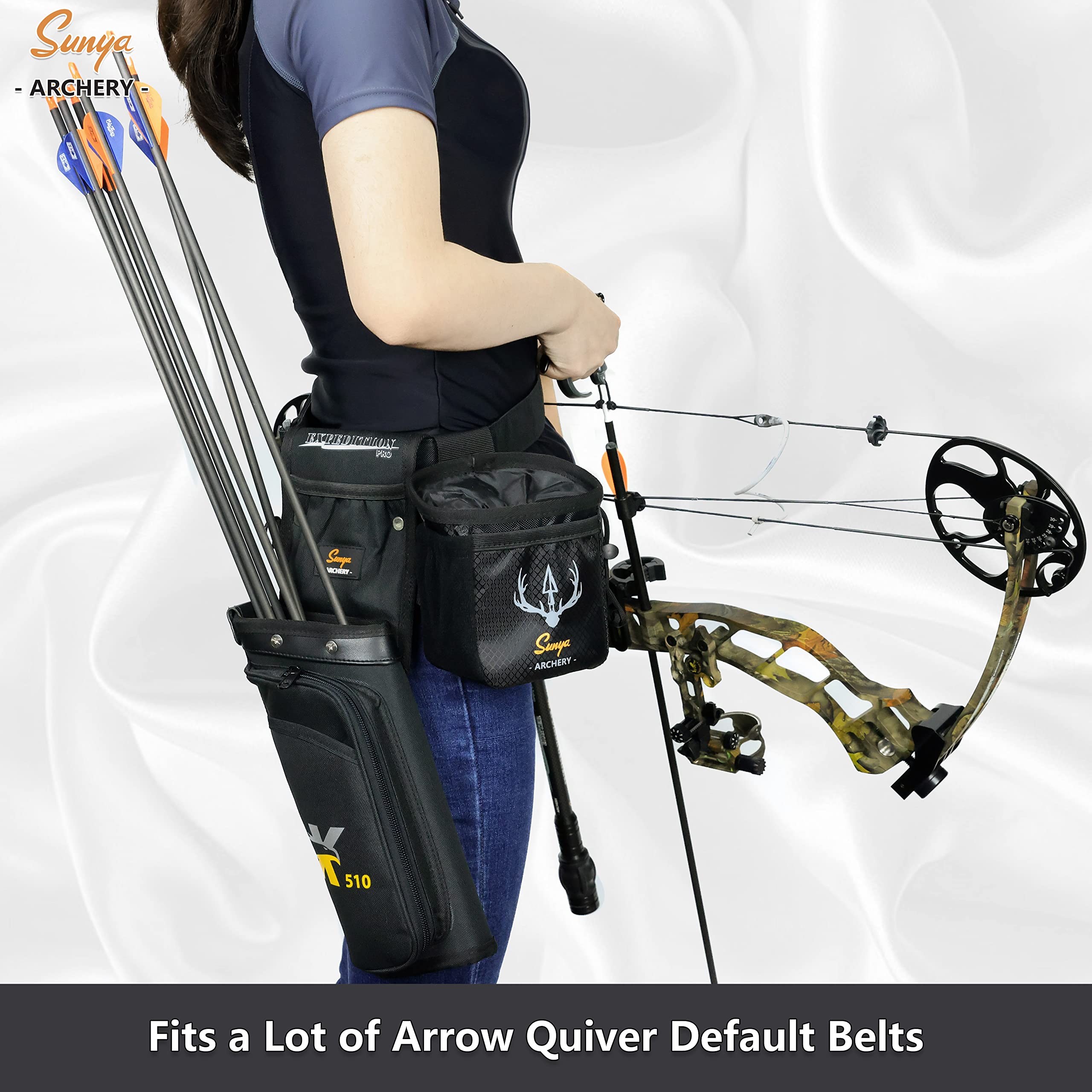 SUNYA Arrow Quiver, Hip Quiver for Compound Bow and Recurve Bow. Bow Quiver for Arrows. Field Archery Quiver - 3 Arrow Holder Slot