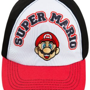 Nintendo Super Mario Men's Baseball Cap Hat - Adjustable Snap Closure - 100% Cotton Red-Black Adult Size