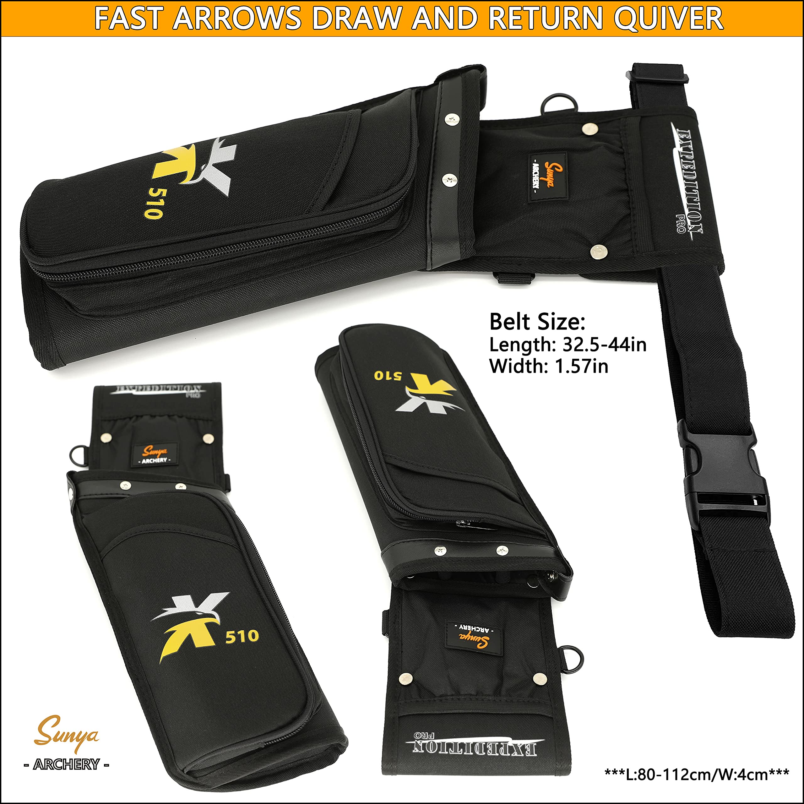 SUNYA Arrow Quiver, Hip Quiver for Compound Bow and Recurve Bow. Bow Quiver for Arrows. Field Archery Quiver - 3 Arrow Holder Slot