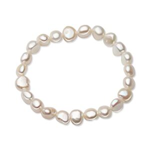 white pearl bracelet stretch cultured freshwater baroque pearl bracelet for women gift wife mother