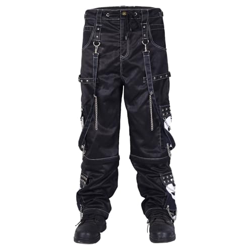 Prime Quality Gothic Bondage Black Big Skull Men Pant Alternative Punk Rock Emo Trouser Pant Shorts/USA (42)