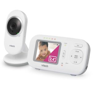 vtech vm320 baby monitor, 2.4" screen with fixed camera, night vision, soothing sounds, 2-way talk, secured transmission, secure transmission no wifi