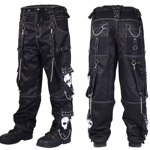 Prime Quality Gothic Bondage Black Big Skull Men Pant Alternative Punk Rock Emo Trouser Pant Shorts/USA (42)