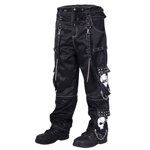 Prime Quality Gothic Bondage Black Big Skull Men Pant Alternative Punk Rock Emo Trouser Pant Shorts/USA (42)