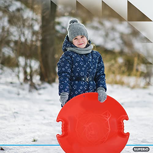 Superio Round Snow Saucer Sled, Red Spiral 26" Avalanche Circle Plastic Sledding Disc, Winter Snow Fun for Kids and Adults