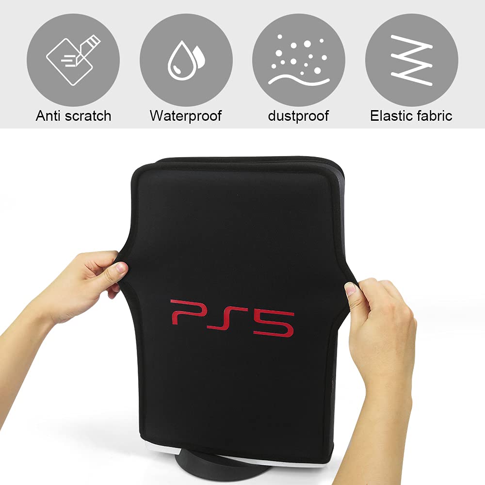 Liboer pS5 Cover Dust Proof Cover for pS5 Game Console Protector Anti Scratch Washable Dust Cover Sleeve for PS5 Accessories Digital Edition & Disc Edition (Black)