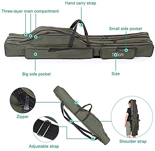 doorslay Fishing Rod Carrier Canvas Fishing Pole Tools Storage Bag Travel Carry Case Bag, Portable Folding, Durable Canvas