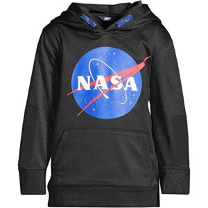 lands' end b pullover active hoodie black nasa logo kids husky large