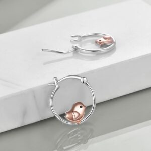 YFN Birds Earrings Sterling Silver Small Hoop Earrings Cute Bird Jewelry Gifts for Women Daughter