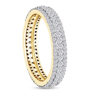 SAVEARTH DIAMONDS 14k Yellow Gold Over Sterling Silver 1 Carat (Cttw) Round Cut Lab Grown Diamond Three Row Full Eternity Engagement Wedding Band Ring Jewelry For Women Ring Size-6