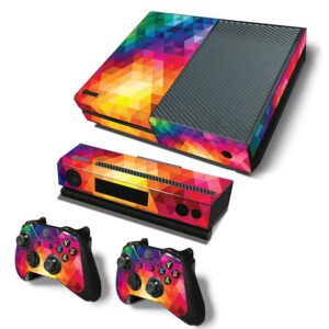 fottcz vinyl skin for xbox one console, sound box & controllers only, sticker decorate and protect equipment surface, color triangle