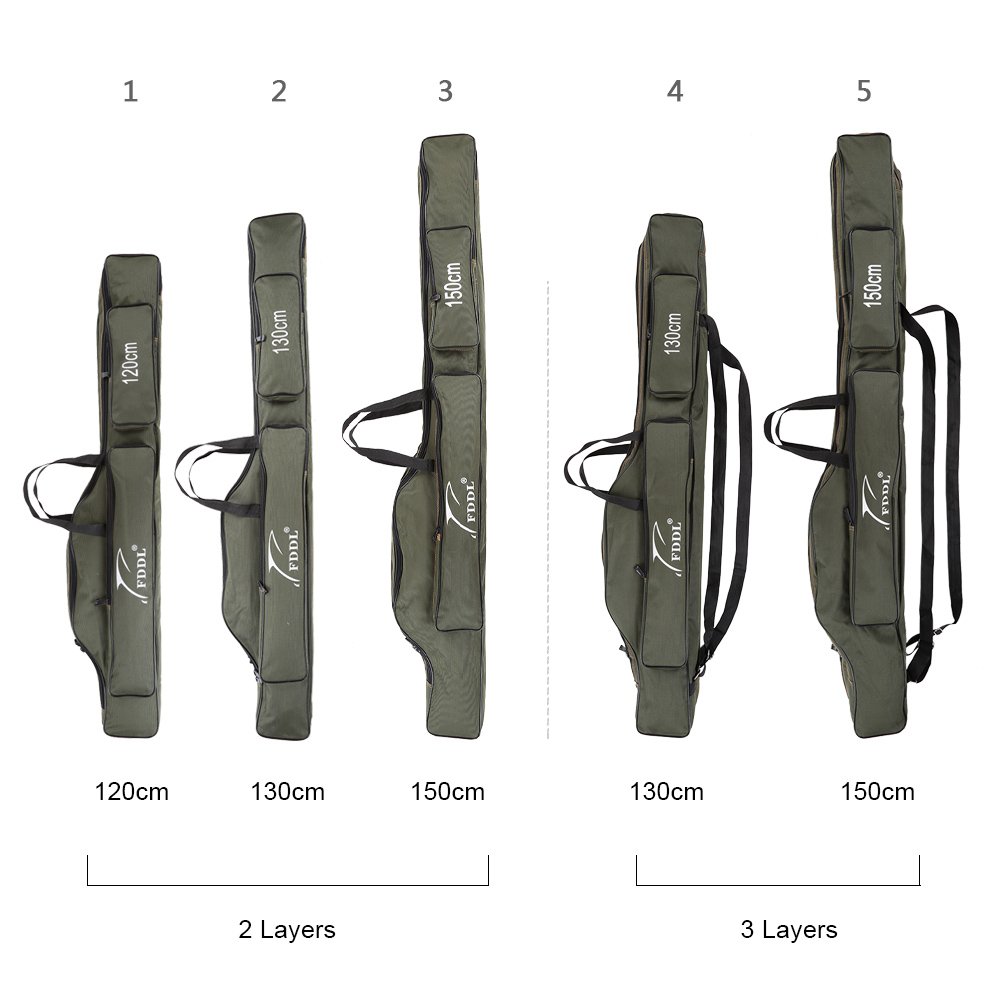 doorslay Fishing Rod Carrier Canvas Fishing Pole Tools Storage Bag Travel Carry Case Bag, Portable Folding, Durable Canvas