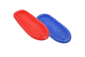 superio toboggan snow sleds for kids and adults, 48" heavy duty plastic sliders with handles and hole for pull ropes- kid and adult winter fun (48 inches, red-blue)