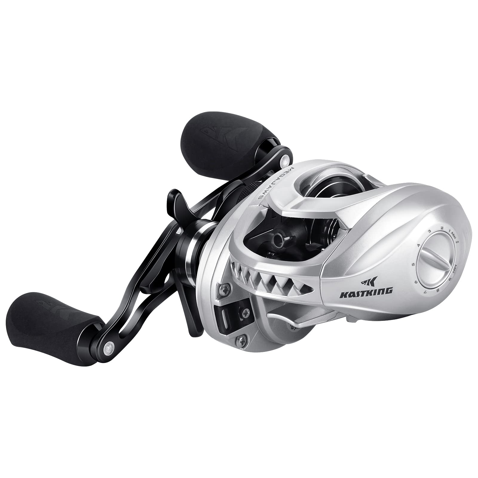 KastKing MegaJaws Baitcasting Reel,5.4:1 Gear Ratio,Right Handed Fishing Reel,New Compact Design,Great White